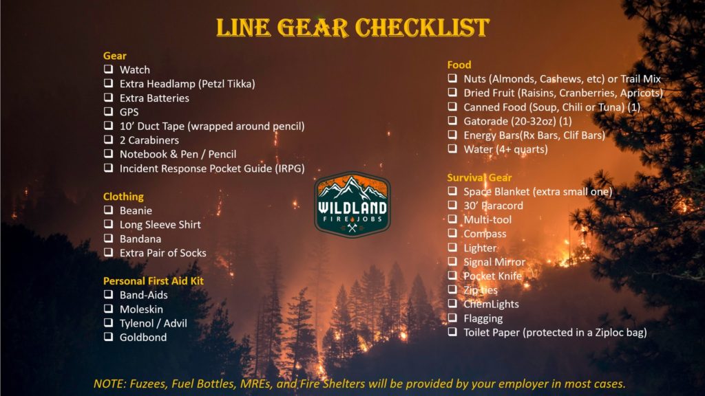 Line Gear Checklist – Wildland Fire Jobs